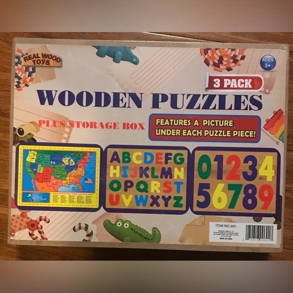Real Wood Toys | Toys | Nwt 5 Edu Wooden Puzzles Total 3 Have Their Own ...